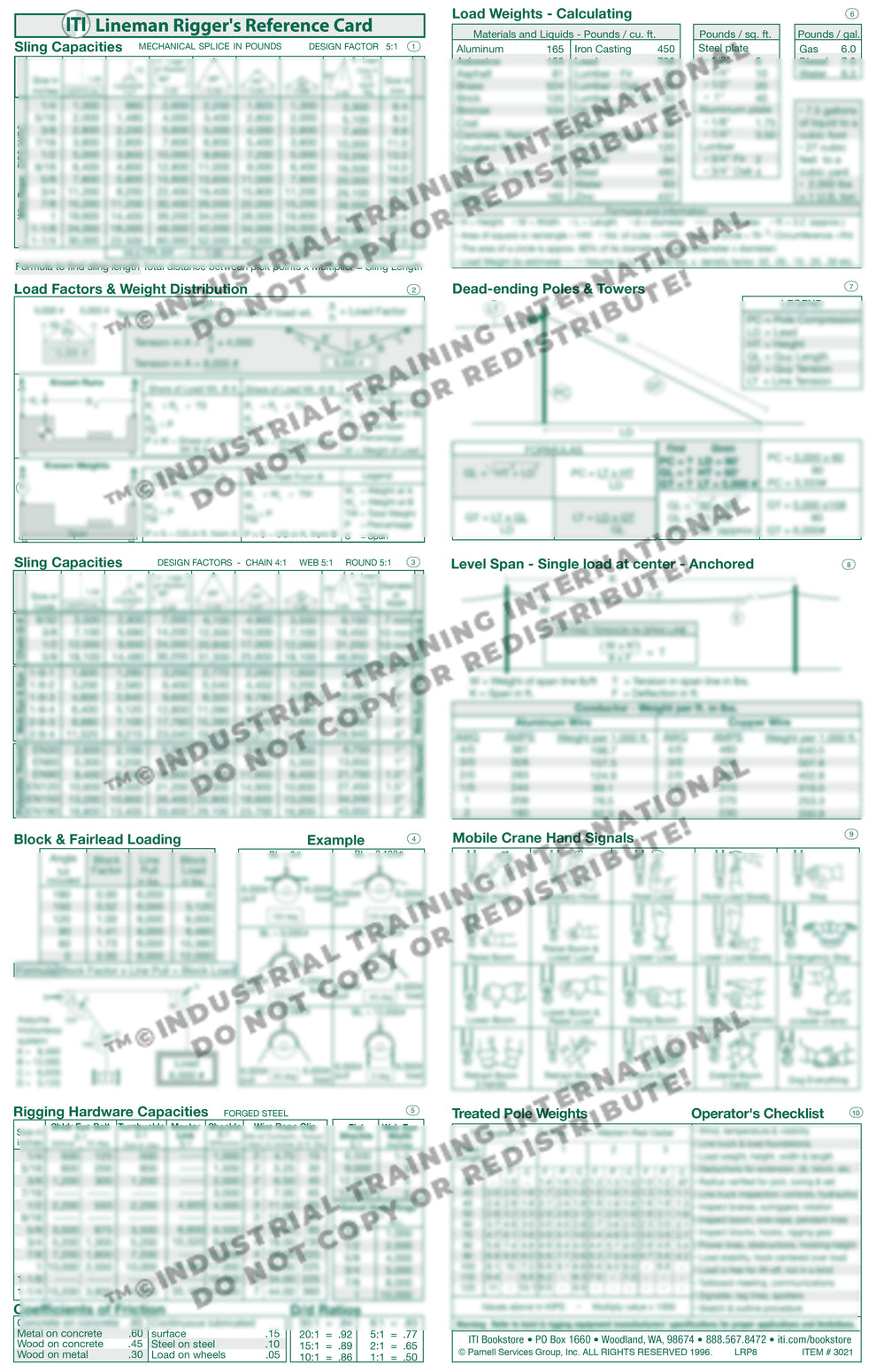 Lineman Rigger Reference Card (Pocket Size) – ITI Bookstore