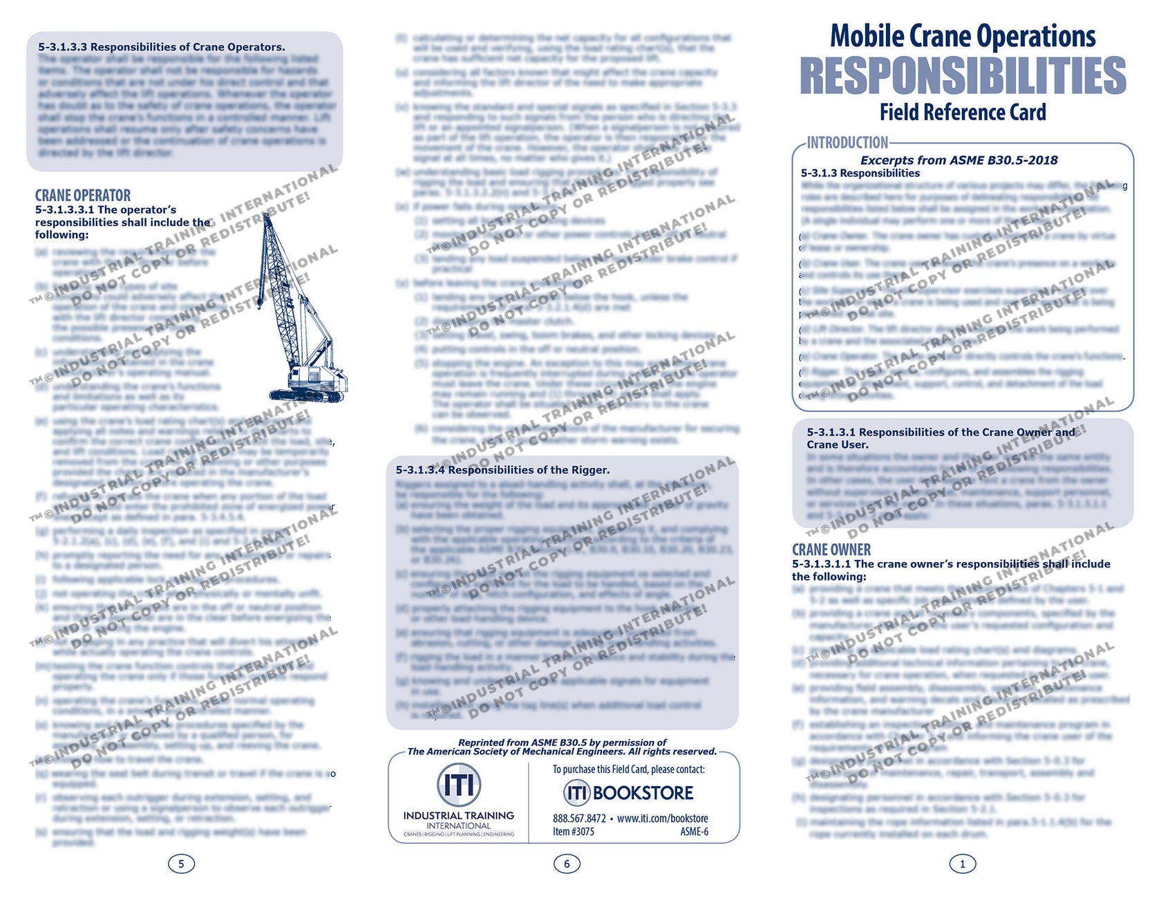 Mobile Crane Operations Responsibilities Card (ASME B30.5) – ITI Bookstore