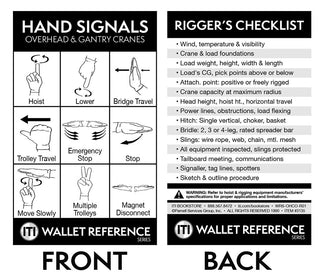 Overhead & Gantry Crane Hand Signal Cards (Wallet Size) – ITI Bookstore